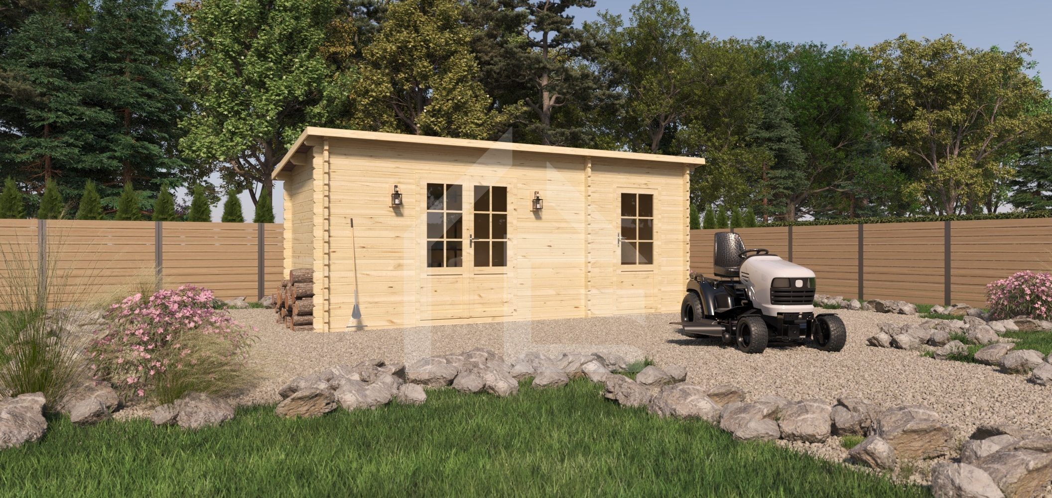 Casetta in legno da giardino Monarde (34mm) 5,8 x 2 m, 12 ㎡ - Galanis